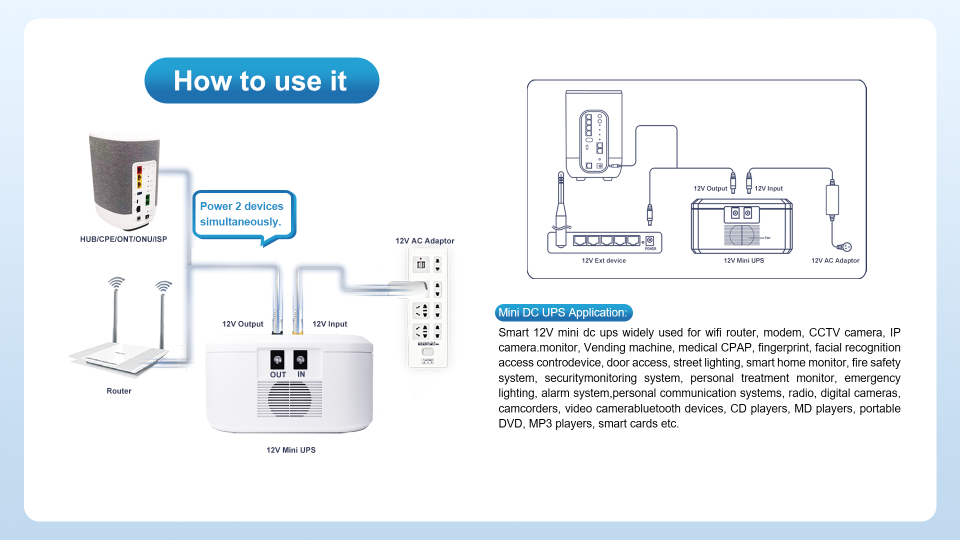 Smart Protection in Mini UPS Ensures Device/Battery Safety